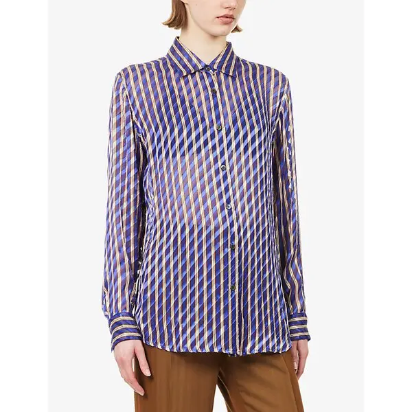 Dries Van Noten Striped Long-sleeved Woven Shirt - Purple