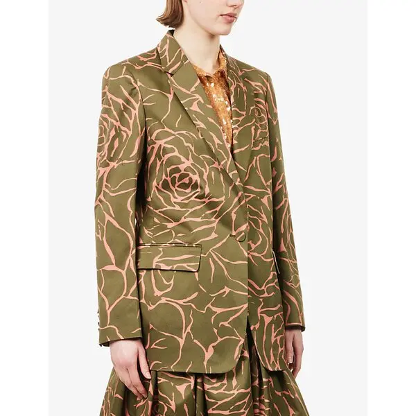 Dries Van Noten Notch-lapels Printed Cotton Blazer