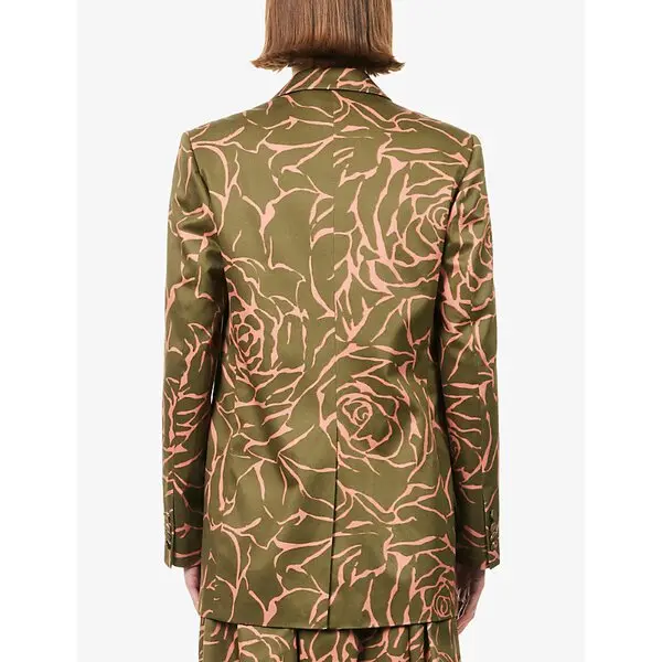 Dries Van Noten Notch-lapels Printed Cotton Blazer