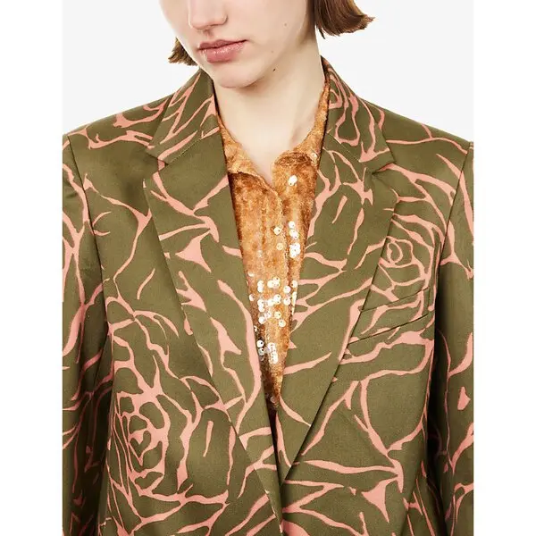 Dries Van Noten Notch-lapels Printed Cotton Blazer