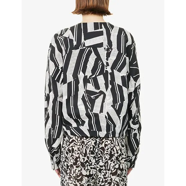 Dries Van Noten Printed Wrap-front Cotton Shirt