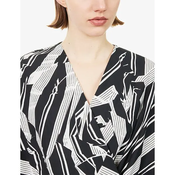 Dries Van Noten Printed Wrap-front Cotton Shirt