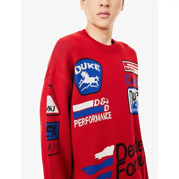 DUKE + DEXTER Motif-knit Wool-blend Jumper