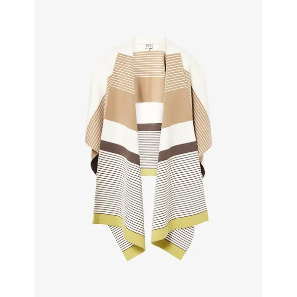 TWP Wrapped-around Striped Cashmere Cardigan