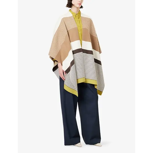 TWP Wrapped-around Striped Cashmere Cardigan