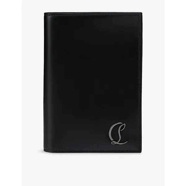 CHRISTIAN LOUBOUTIN Mooncrest Leather Passport Holder - Black/gun Metal