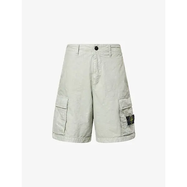 Stone Island Panama Patch-pocket Woven Cargo Shorts