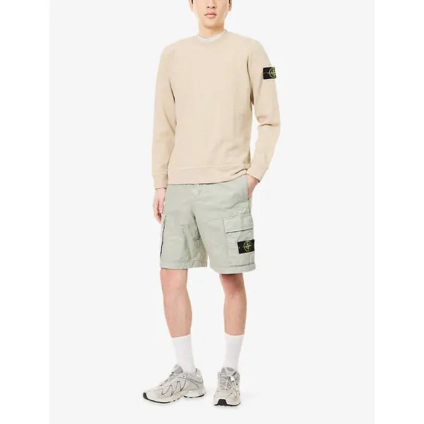 Stone Island Panama Patch-pocket Woven Cargo Shorts