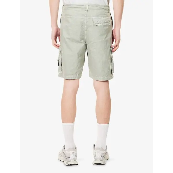 Stone Island Panama Patch-pocket Woven Cargo Shorts