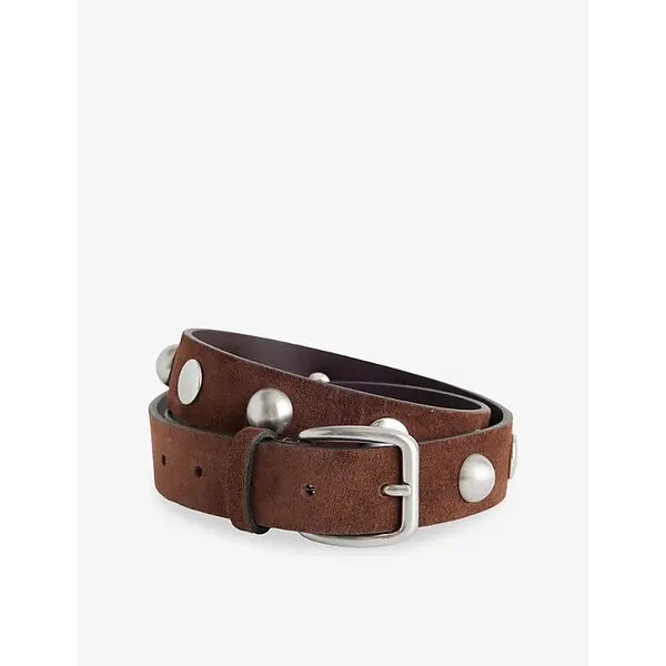 Nour Hammour Stud-embellished Suede Belt - Acajou