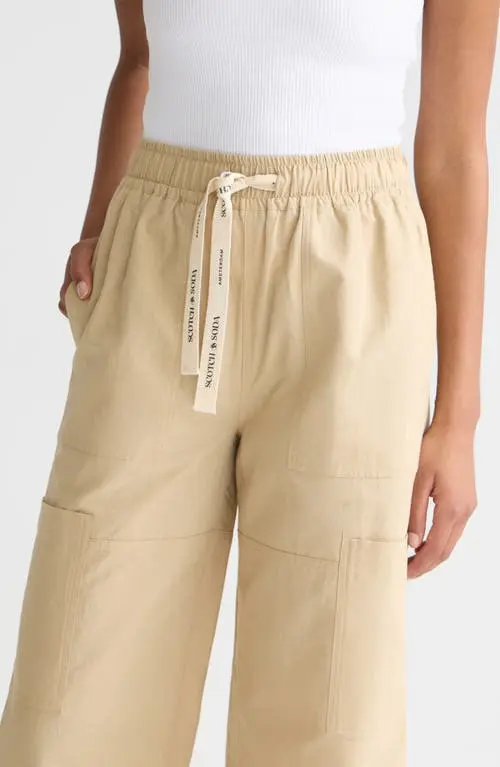 Scotch & Soda Cotton & Linen Drawstring Wide-leg Pants - Travertine