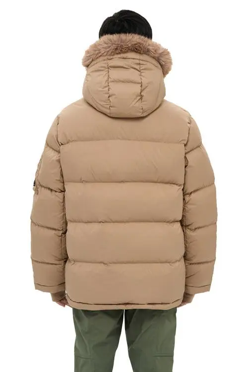 ALPHA STYLE Detachable Hood Puffer - Beige