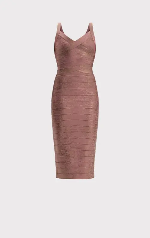 Herve Leger Indi Foil Print Bandage Dress