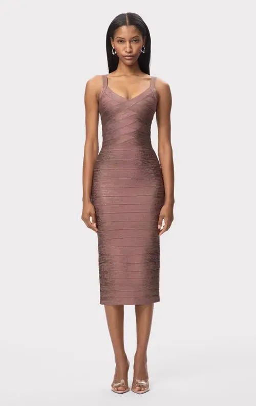 Herve Leger Indi Foil Print Bandage Dress