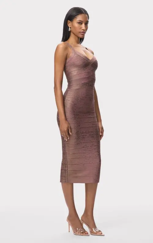 Herve Leger Indi Foil Print Bandage Dress