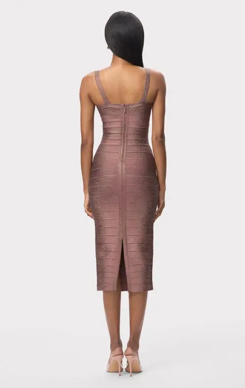 Herve Leger Indi Foil Print Bandage Dress