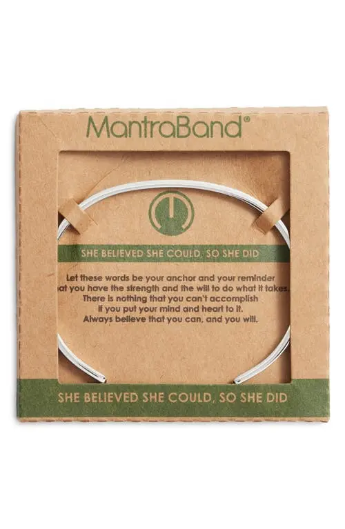 MANTRABAND Mantra "she Believed She Could" Adjustable Stainless Steel Cuff Bracelet