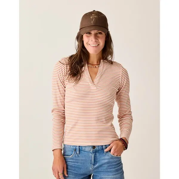 Carve Designs Ever Henley - Crema Stripe