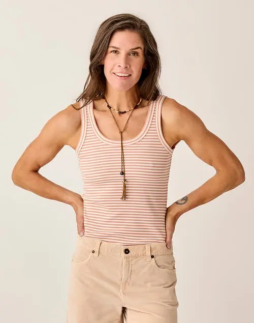 Carve Designs Ever Rib Tank - Crema Stripe