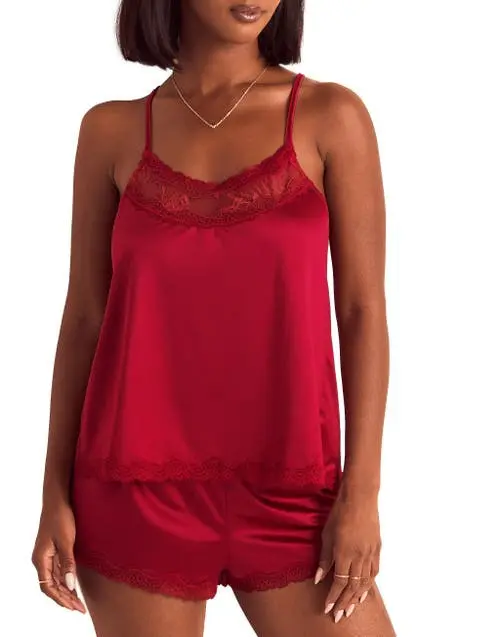ADORE ME Tiani Pajama Cami And Shorts Set - Dark Red