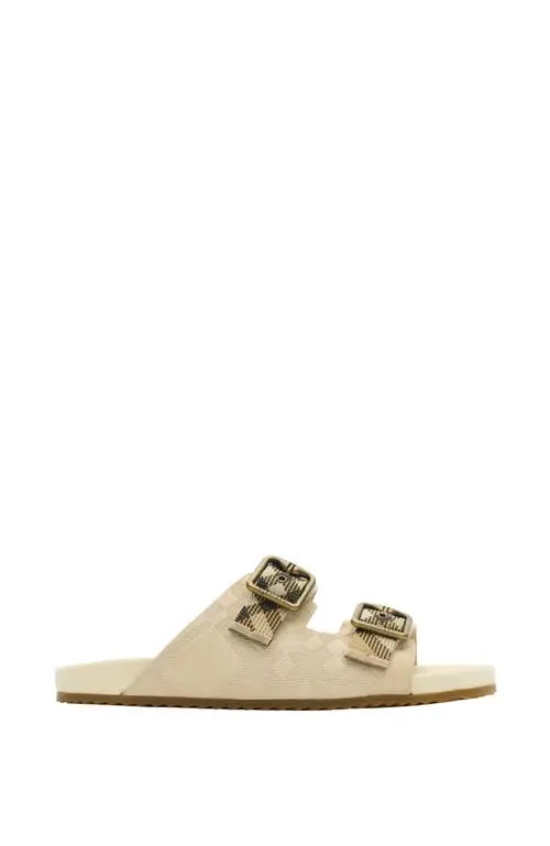 Burberry Check Suede Urchin Sandals - Bake Beige