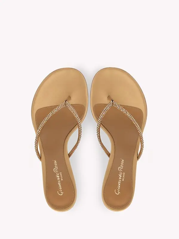 GIANVITO ROSSI India Suede Thong Sandals - Gold - Suede Leather