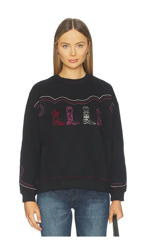NEVER FULLY DRESSED Cowboy Boot Embroidered Sweatshirt