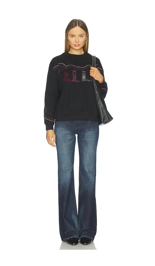 NEVER FULLY DRESSED Cowboy Boot Embroidered Sweatshirt