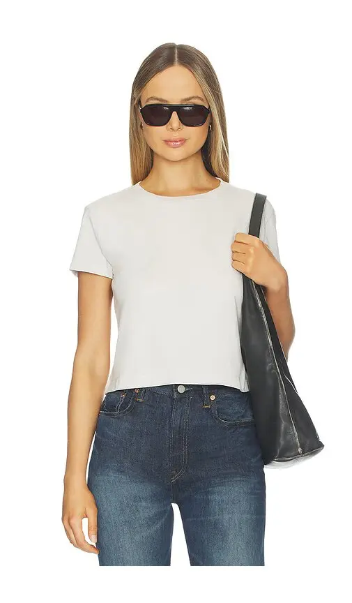 AGOLDE Adine Ribbed Hem Cotton T-shirt - Beige