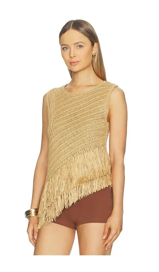 SIMONMILLER Beja Crochet Top With Fringed Hem - Neutral