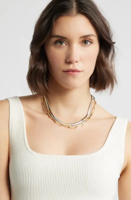 Nordstrom Layered Chain Necklace - Rhodium- Gold