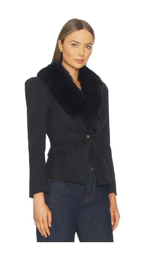 L'Agence Kaisley Fur Collar Blazer