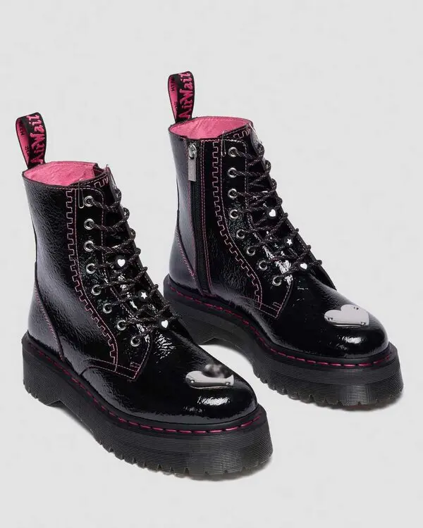 Dr. Martens Jadon Distressed Patent Leather Platform Boots