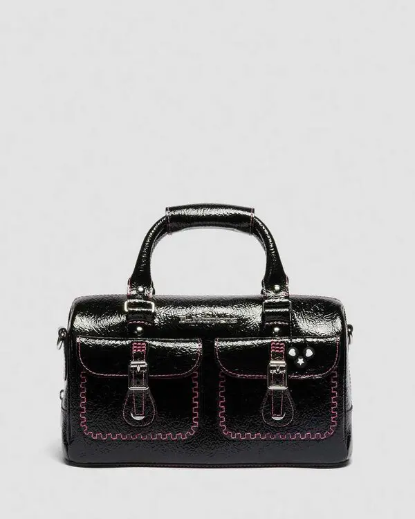 Dr. Martens Top Handle Distressed Patent Leather Bag - Black