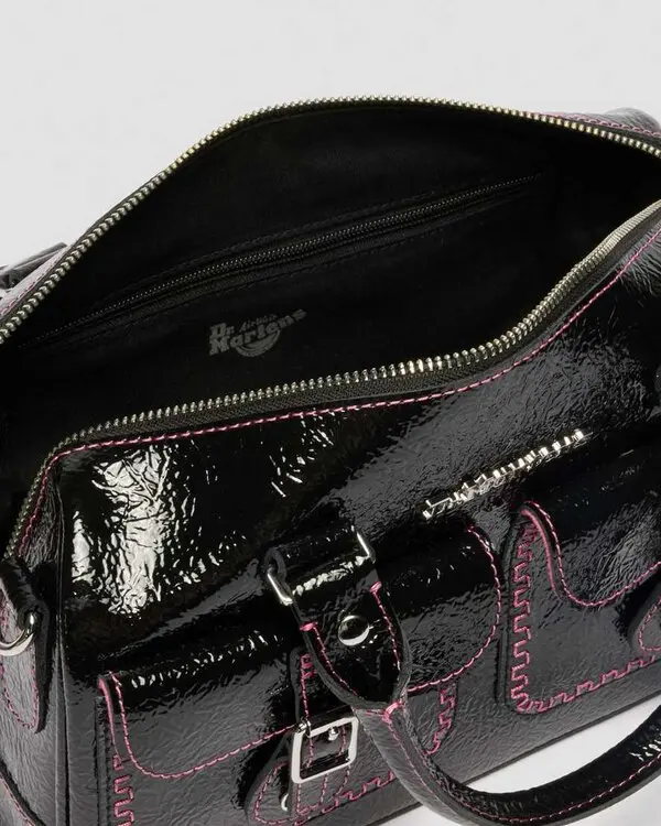 Dr. Martens Top Handle Distressed Patent Leather Bag - Black