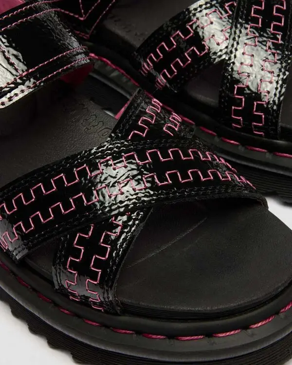 Dr. Martens Voss Ii Distressed Patent Leather Sandals