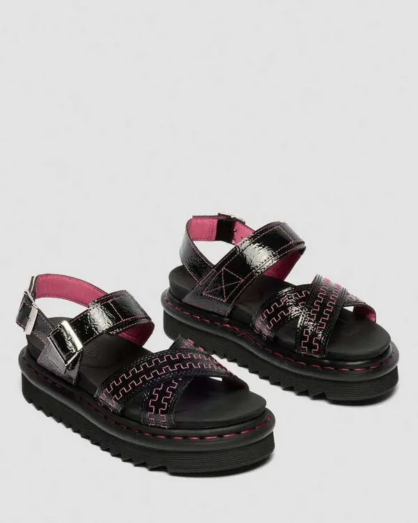Dr. Martens Voss Ii Distressed Patent Leather Sandals
