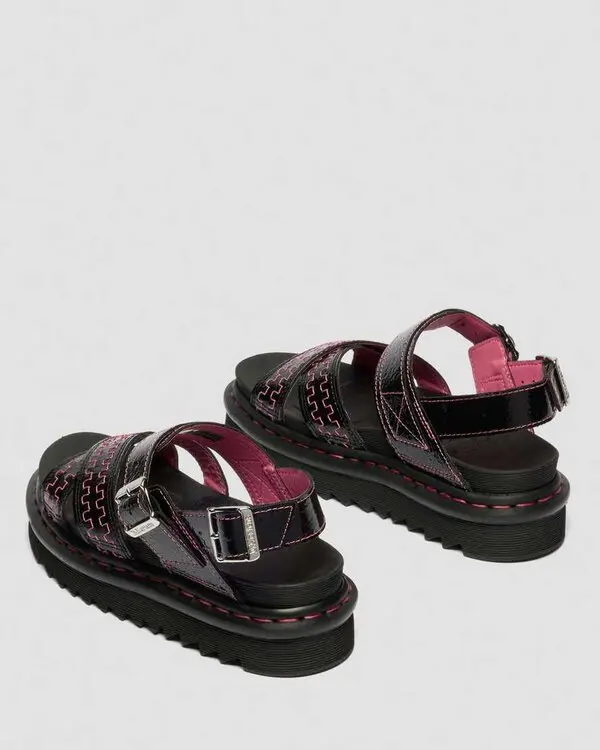 Dr. Martens Voss Ii Distressed Patent Leather Sandals