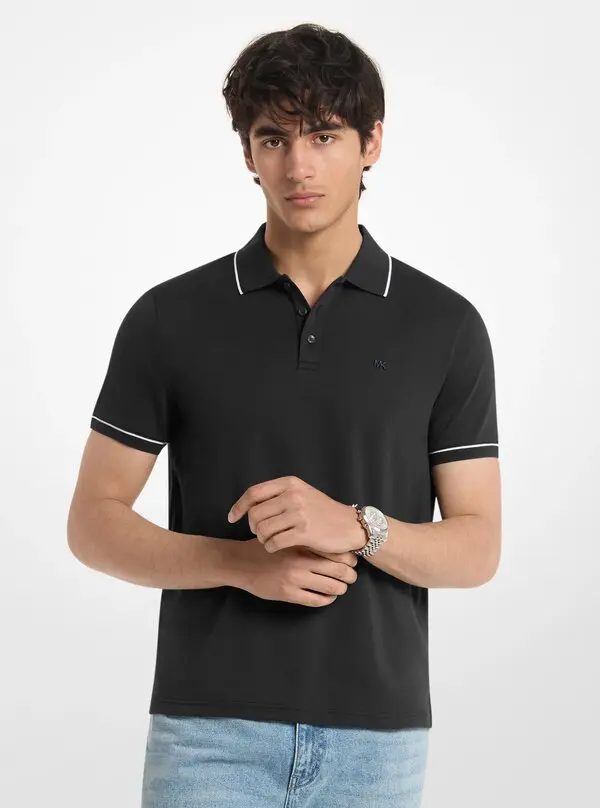 Michael Kors Gramercy Cotton Polo Shirt In Size By - Black