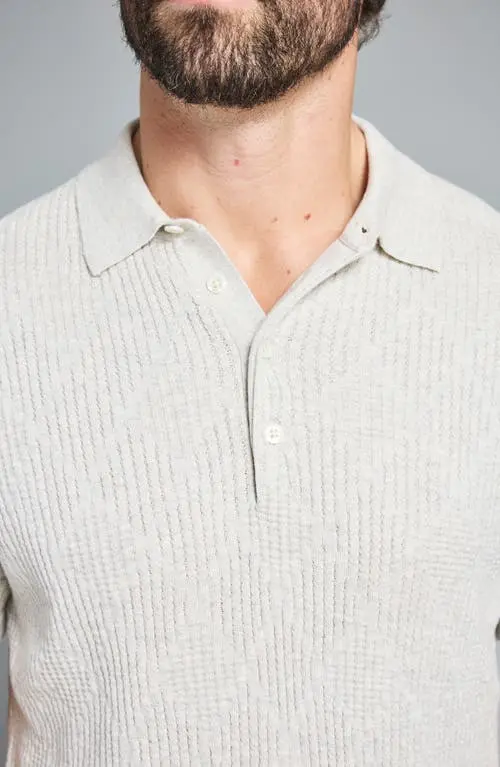 Billy Reid Diamond Stitch Polo Sweater - Light Grey Heather