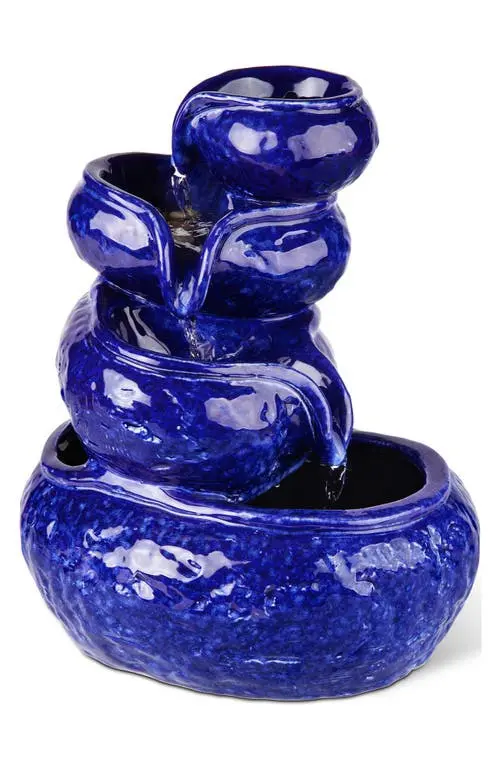 GLITZHOME 4-tiered Ceramic Cobalt Table Fountain With Pump