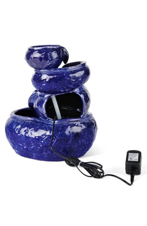 GLITZHOME 4-tiered Ceramic Cobalt Table Fountain With Pump