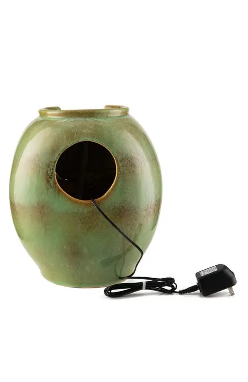 GLITZHOME Ceramic Sage Pot Table Fountain With Pump