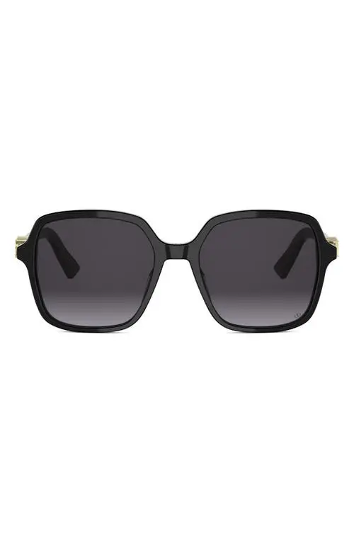 Dior Treasure S1i 54mm Square Sunglasses - Shiny Black/gradient Smoke