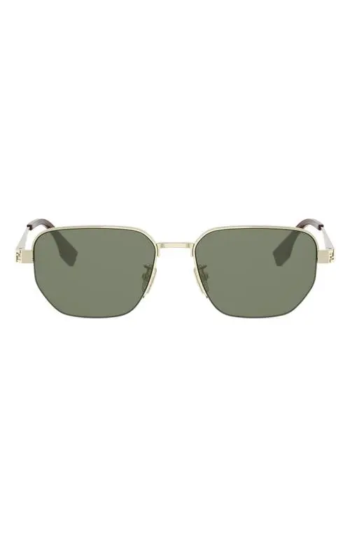 Fendi 55mm Rectangular Sunglasses - Gold/green