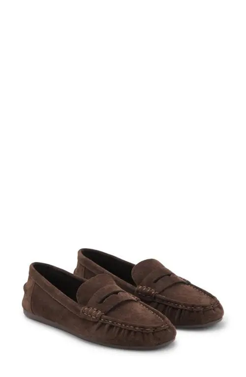 Mango Suede Penny Loafer - Chocolate