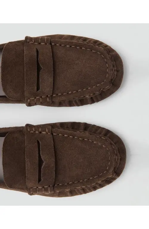 Mango Suede Penny Loafer - Chocolate
