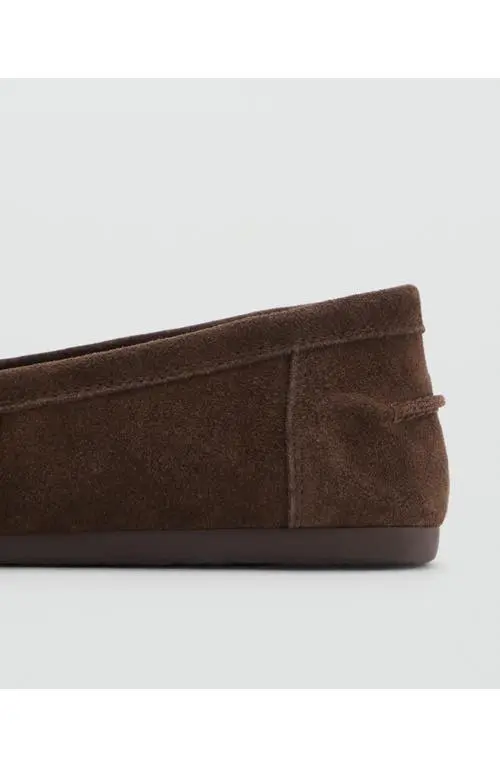 Mango Suede Penny Loafer - Chocolate