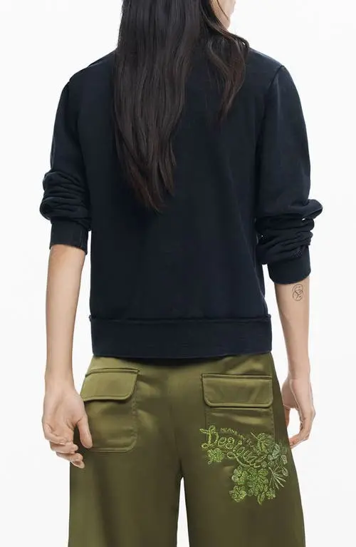 Desigual Heart Embroidered Graphic Sweatshirt - Black