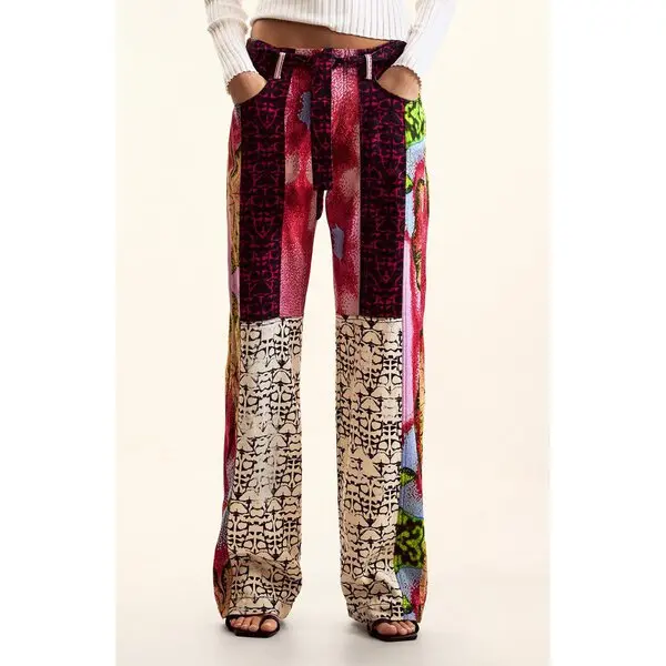 Desigual Mix Print Straight-leg Pants - Red
